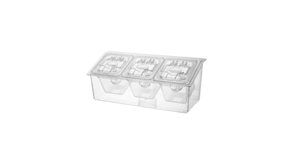 3-DIV GN1/6-150mm CONDIMENT DISPENSER CLEAR PLASTIC (EXCL. LADLES ...