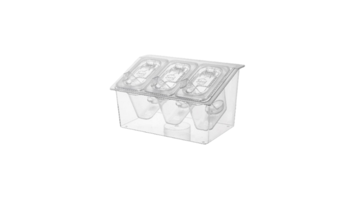 3-DIV GN1/9-100mm CONDIMENT DISPENSER CLEAR PLASTIC (EXCL. LADLES ...