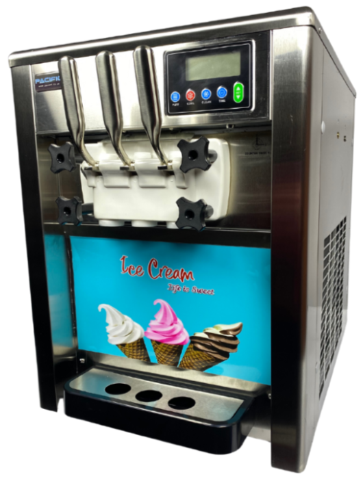 PACIFIC Ice Cream Machine w/ Pre-Cooling Table Model 2 Flavor + Mix ...